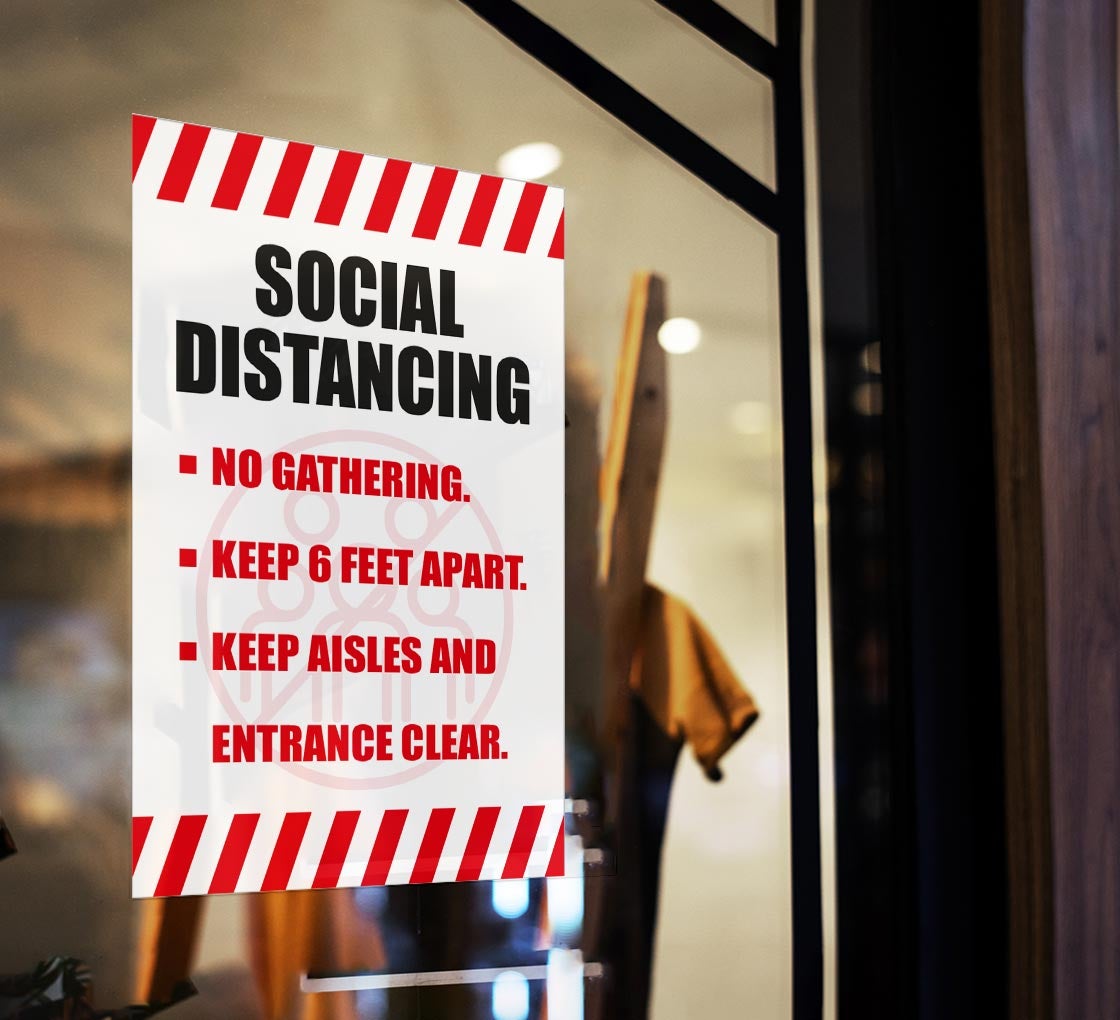 Buy Social Distancing No Gathering Window Clings | BannerBuzz Canada
