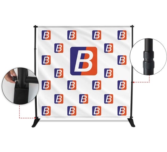 Shop Step & Repeat Banner with Adjustable Telescopic Poles