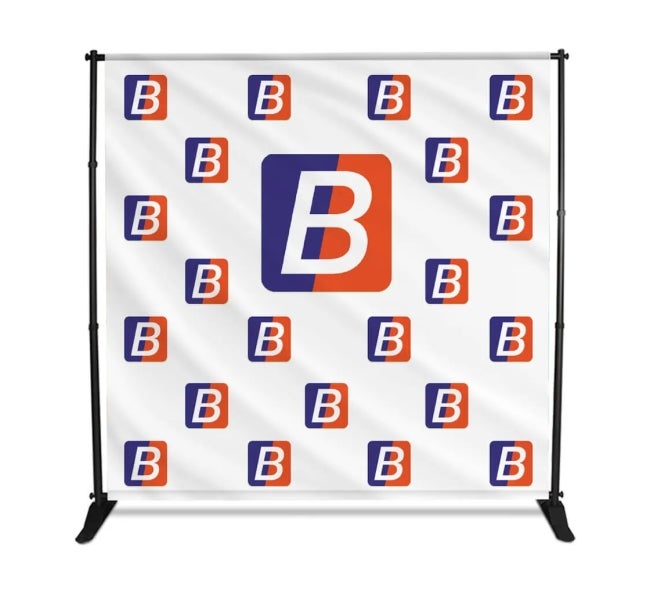 Shop Step & Repeat Banner with Adjustable Telescopic Poles